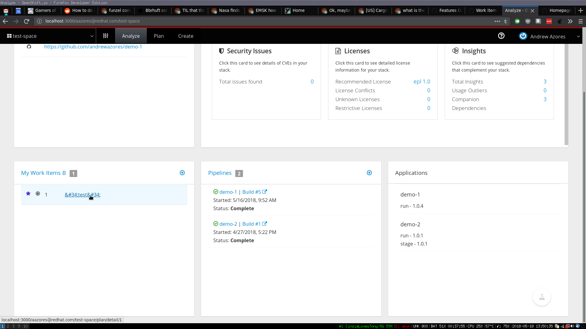 Homepage "My Work Items" widget shows wrong links to work items · Issue #3462 · openshiftio ...