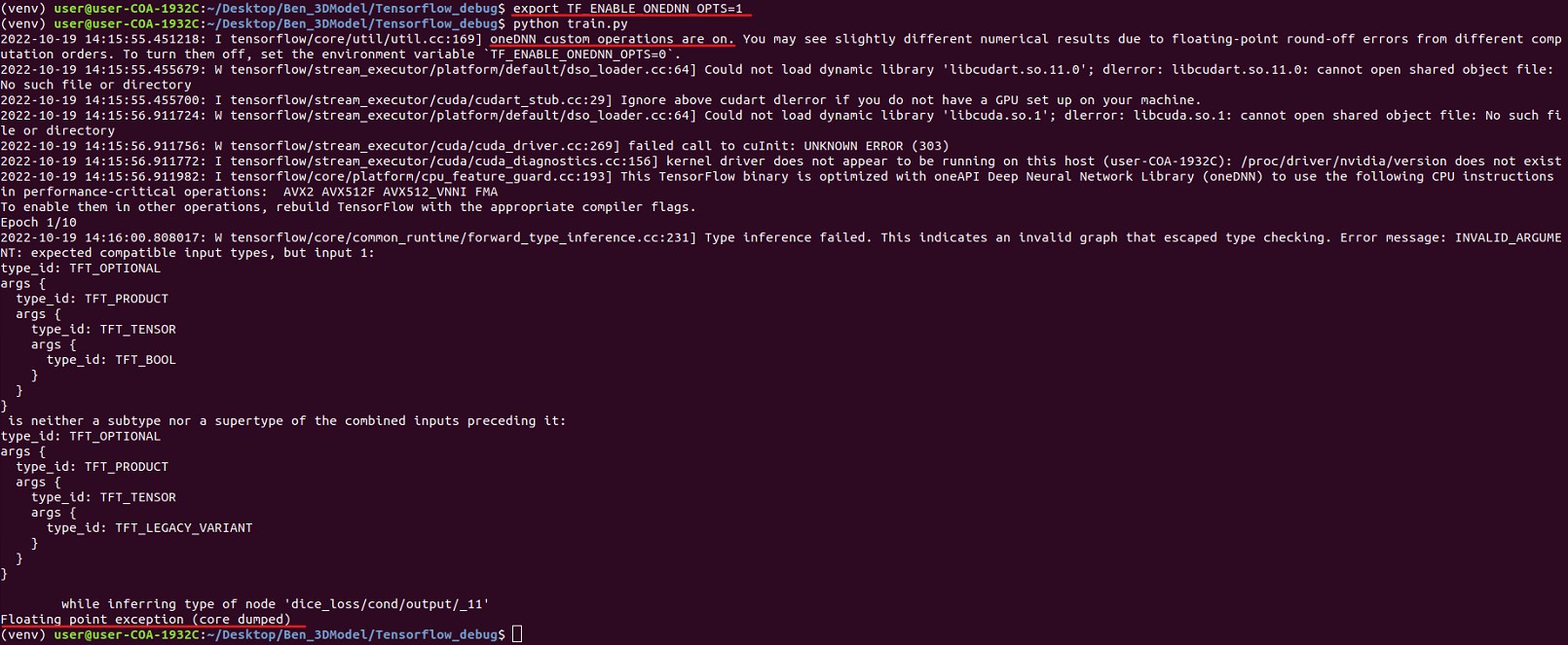 "Segmentation fault" and "Floating point exception" popped up while training using Intel CPUs ...