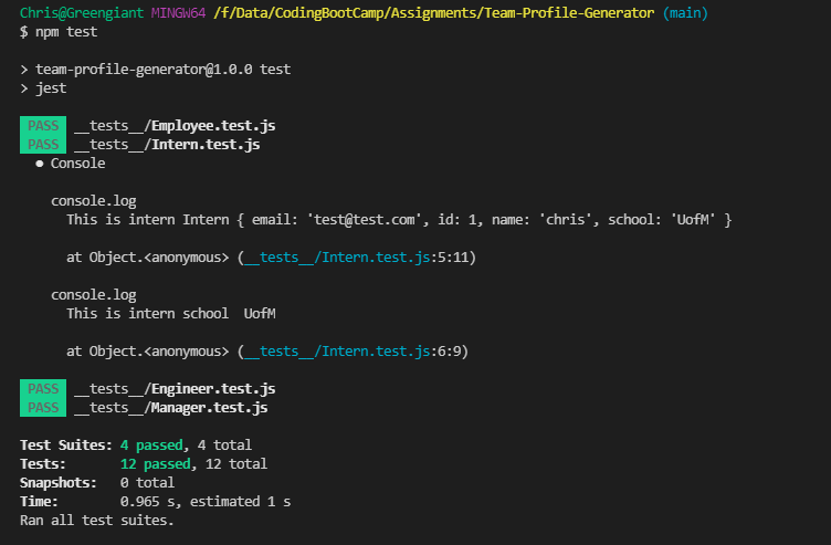 GitHub - ChristopherSpeltz/Team-Profile-Generator: A Node.js command line application that takes ...