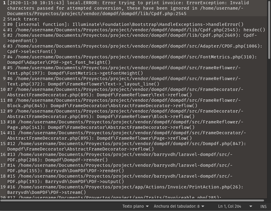 [PHP 8.0] Invalid characters passed for attempted conversion · Issue #737 · barryvdh/laravel ...