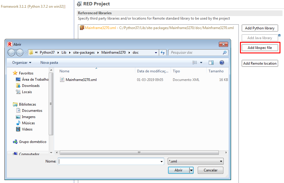 Getting error "Library specification file was not generated for 'Mainframe3270' library" while ...