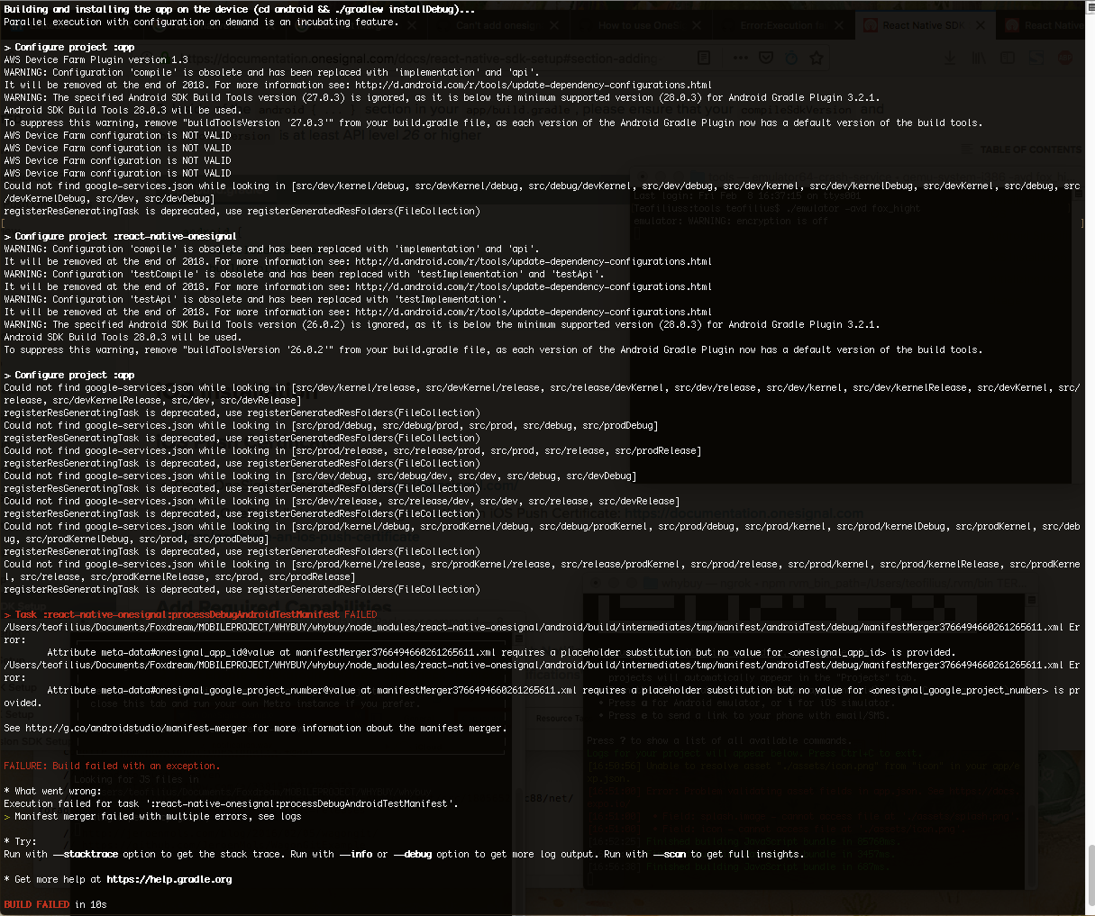 Expokit Onesignal Error When Running React Native Run Android · Issue 723 · Onesignalreact 