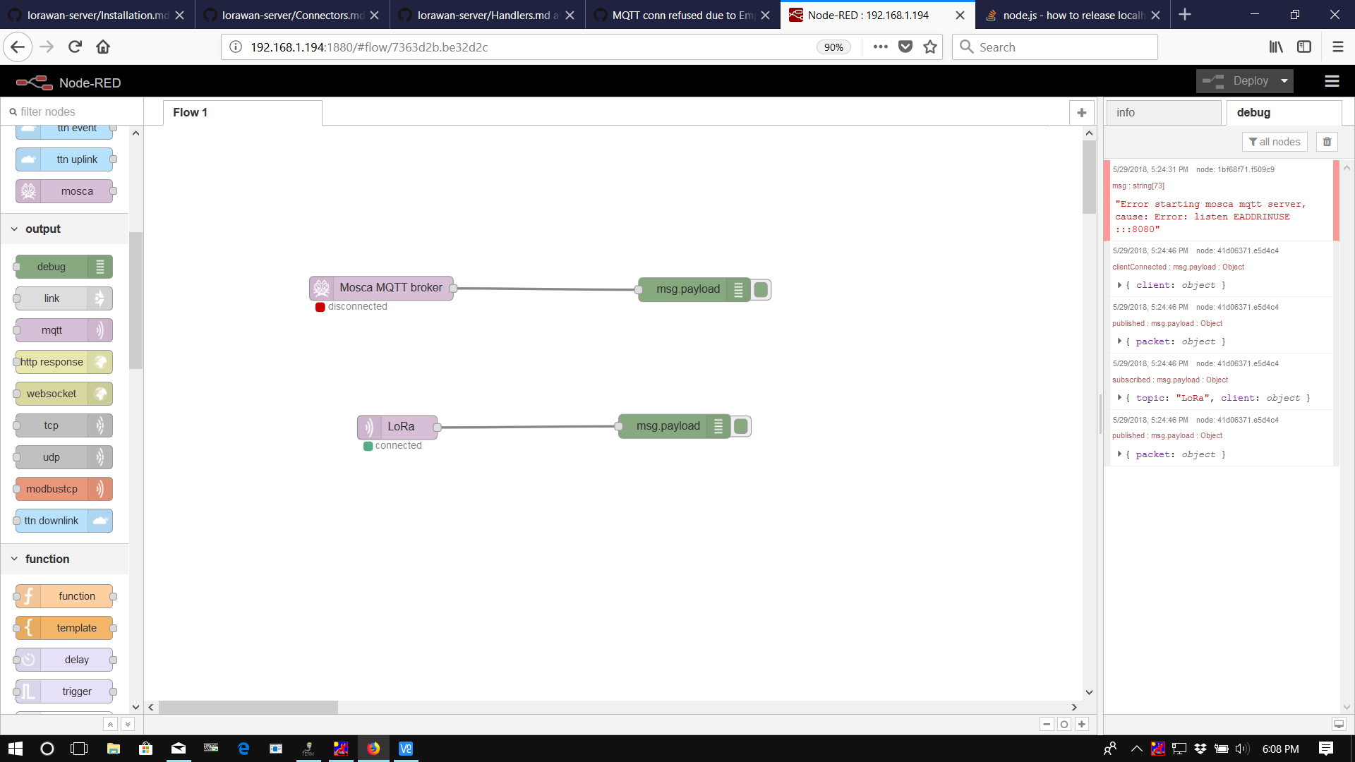 MQTT connector- node red · Issue #404 · gotthardp/lorawan-server · GitHub