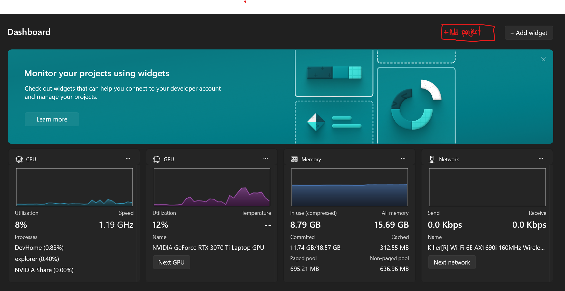 Feat Add Projects To The Dashboard · Issue 1739 · Microsoftdevhome · Github