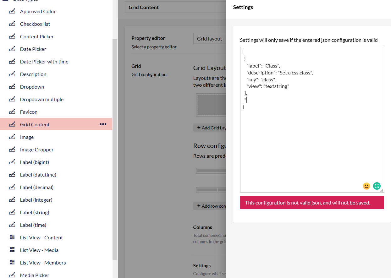 UX Bug: Submitting Invalid Grid JSON Config Loses Changes · Issue #7789 ...