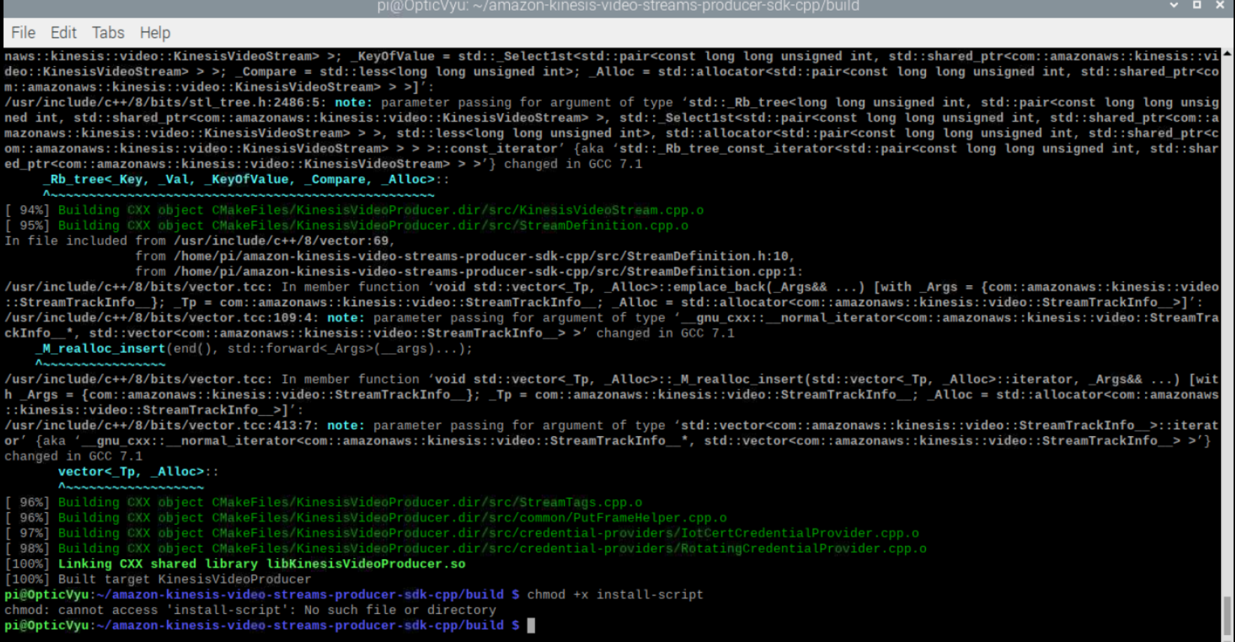 [BUG] Can't find install-script after make · Issue #502 · awslabs/amazon-kinesis-video-streams ...