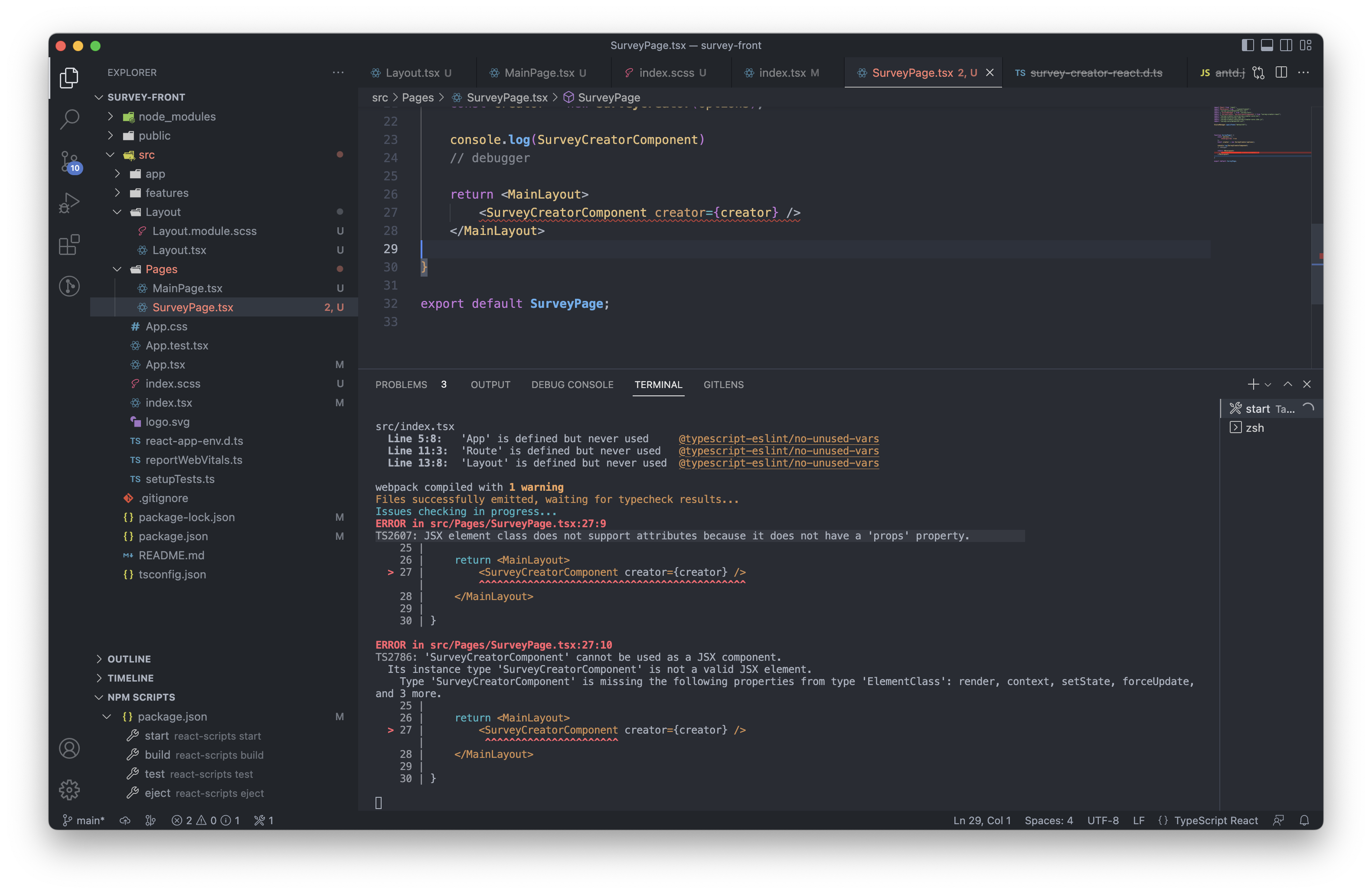 'SurveyCreatorComponent' cannot be used as a JSX component. · Issue ...