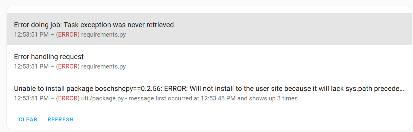 "Unable to install package boschshcpy==0.2.52" · Issue #83 · tschamm/boschshc-hass · GitHub