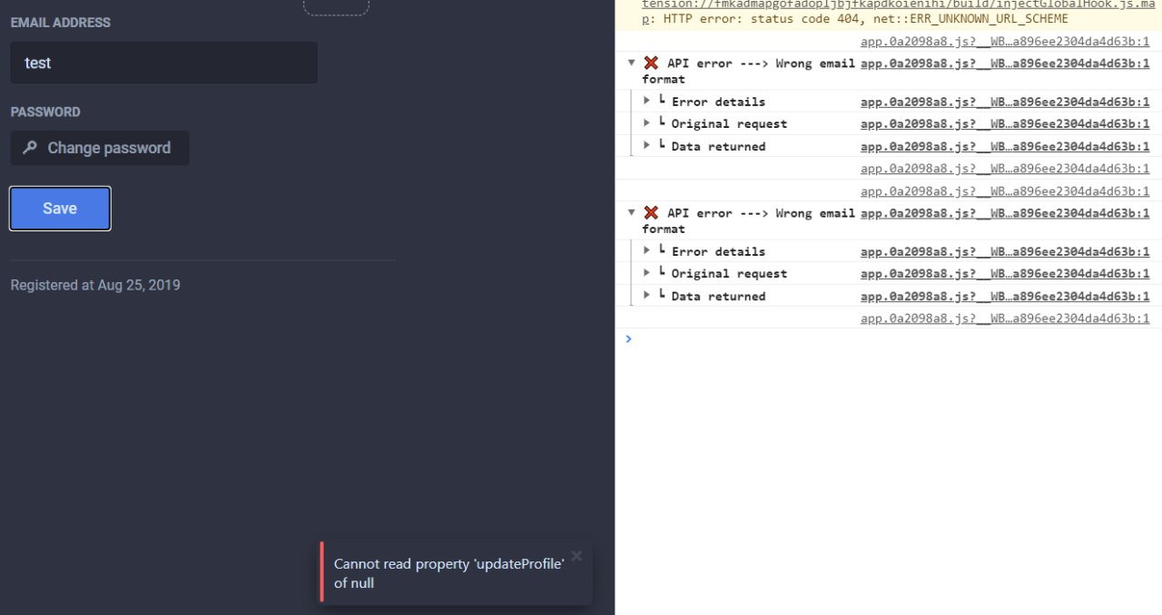Неинформативное сообщение об ошибке при изменении почты · Issue #335 · codex-team/hawk.garage ...