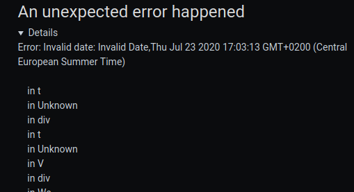 time range dialog throws "Error: Invalid date: Invalid Date" when ...