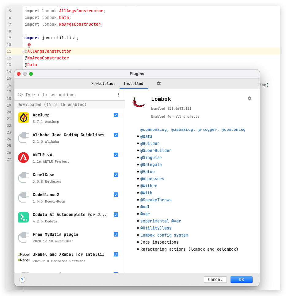 IDEA 2021 Can't use and install、 · Issue #1036 · mplushnikov/lombok-intellij-plugin · GitHub