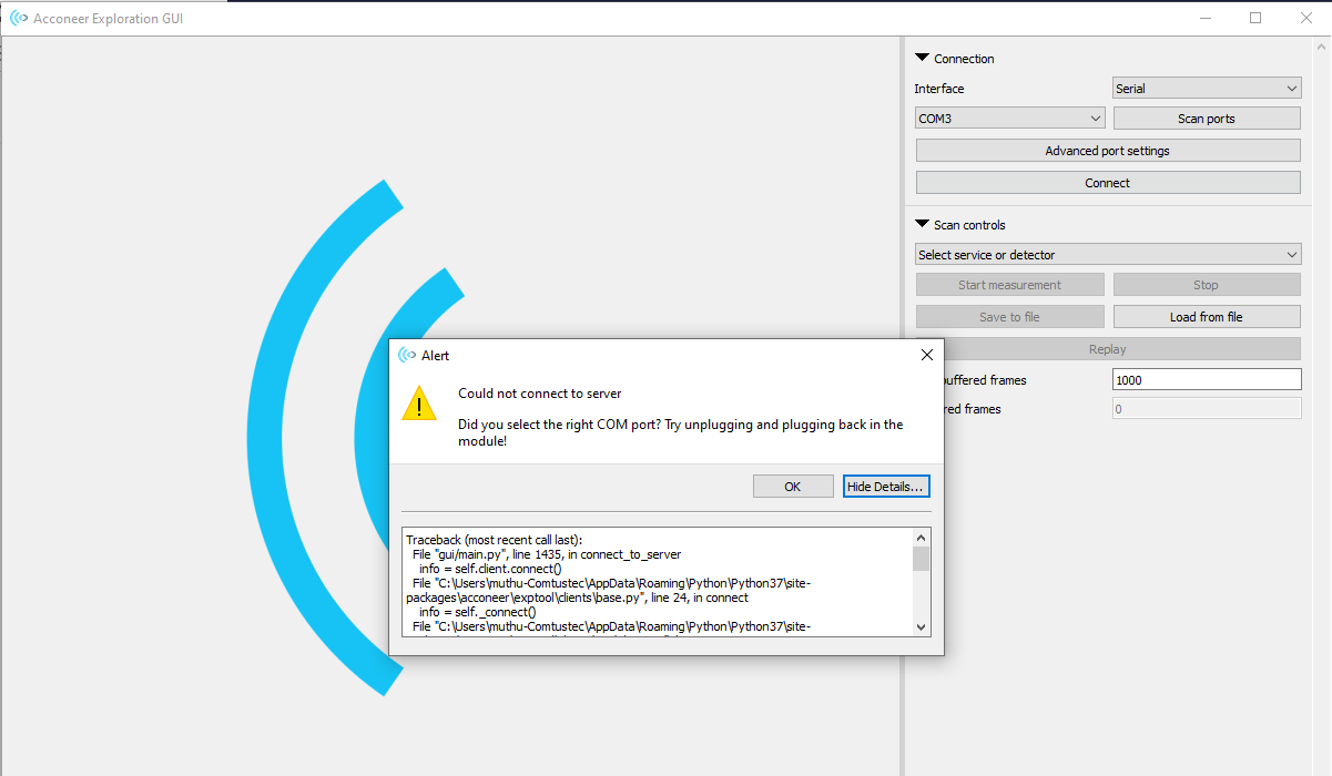 Xm122 Gui Getting Server Communication Error · Issue 23 · Acconeer Acconeer Python Exploration