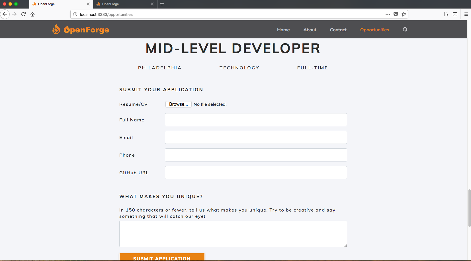 Focus When Pressing Request An Interview · Issue #95 · openforge/stencil-openforge.io-deprecated ...