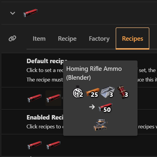 Wrong Tooltip Text for Turbo Rifle Ammo · Issue #1016 · factoriolab/factoriolab · GitHub