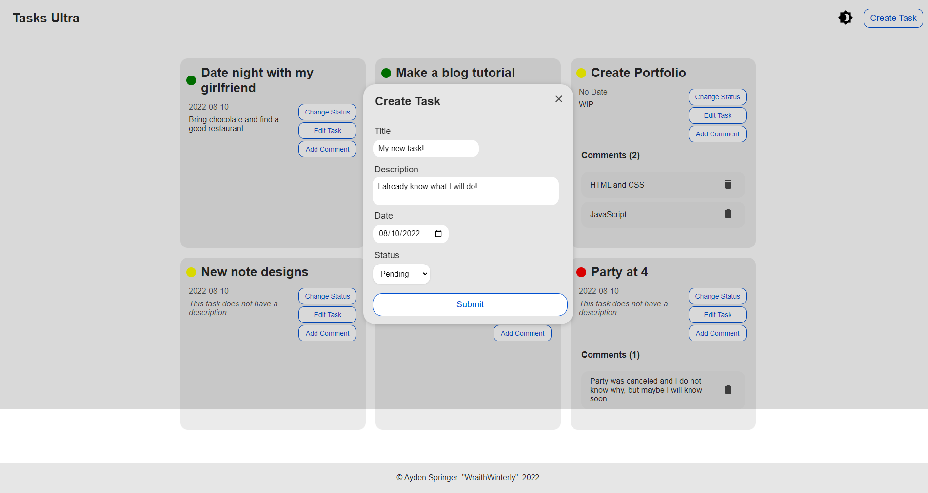 GitHub - aydendevnova/TasksUltra: Vanilla Javascript Task App