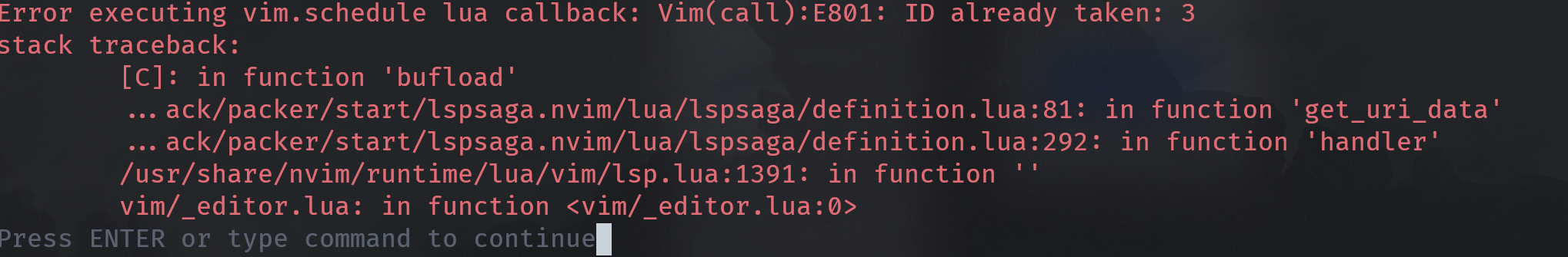 Bufload error when calling Lspsaga goto_definition · Issue #866 · nvimdev/lspsaga.nvim · GitHub