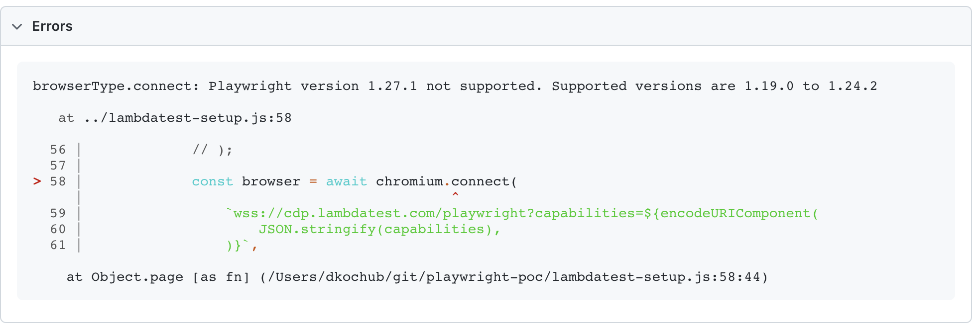[bug] Nnect Playwright Version 1 27 0 Not Supported · Issue 18034 · Microsoft