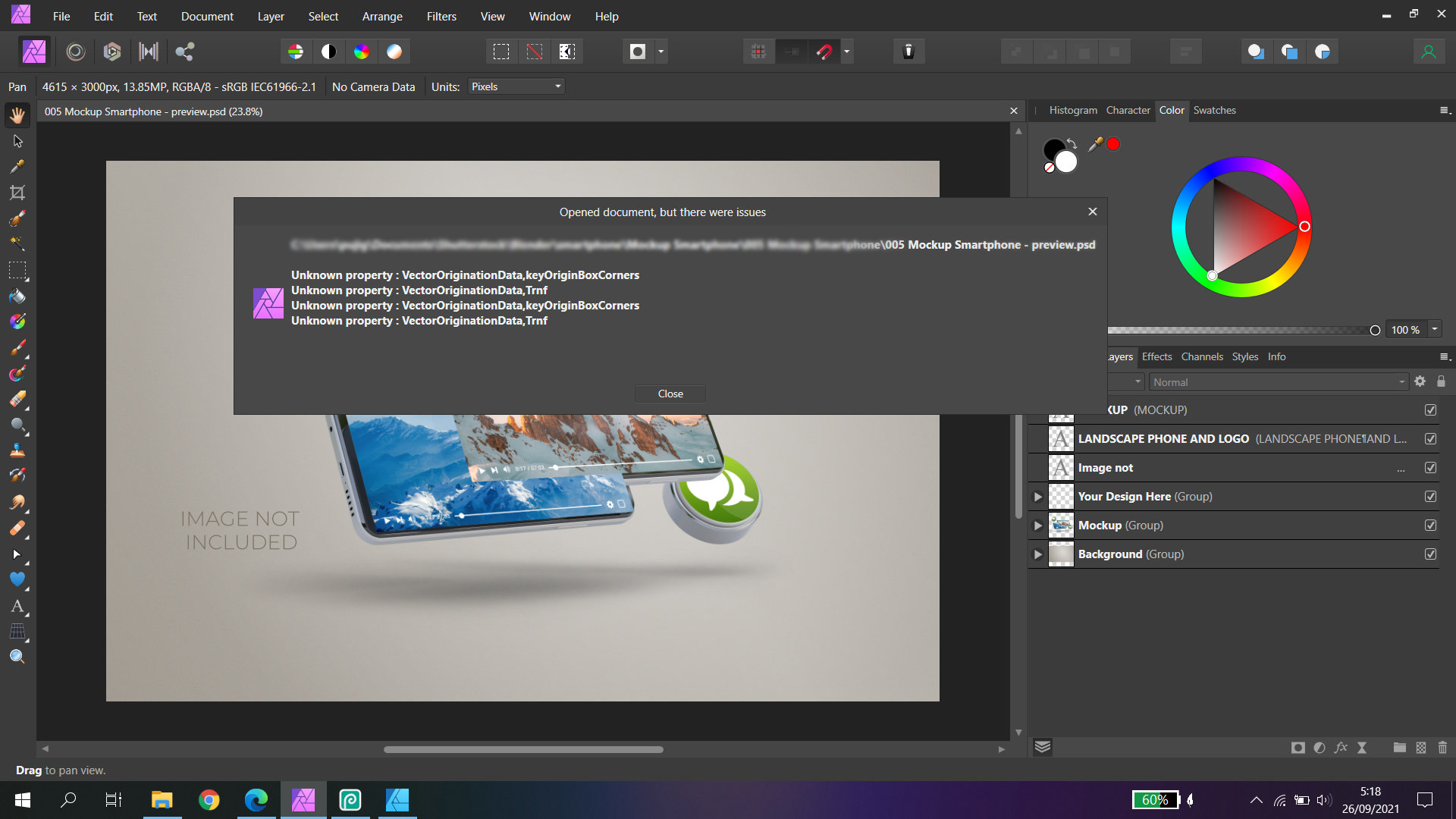 Issue Smart Object Not Working When Opened In Affinity Photo Issue