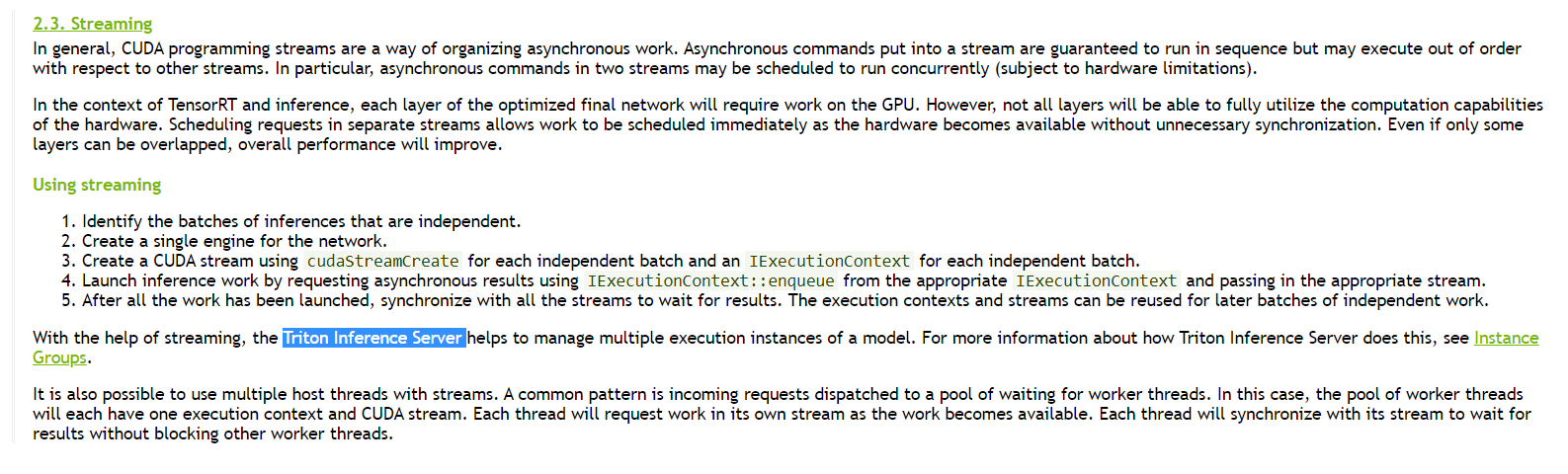 Is Streaming only applied to Triton server? · Issue #1152 · NVIDIA/TensorRT · GitHub