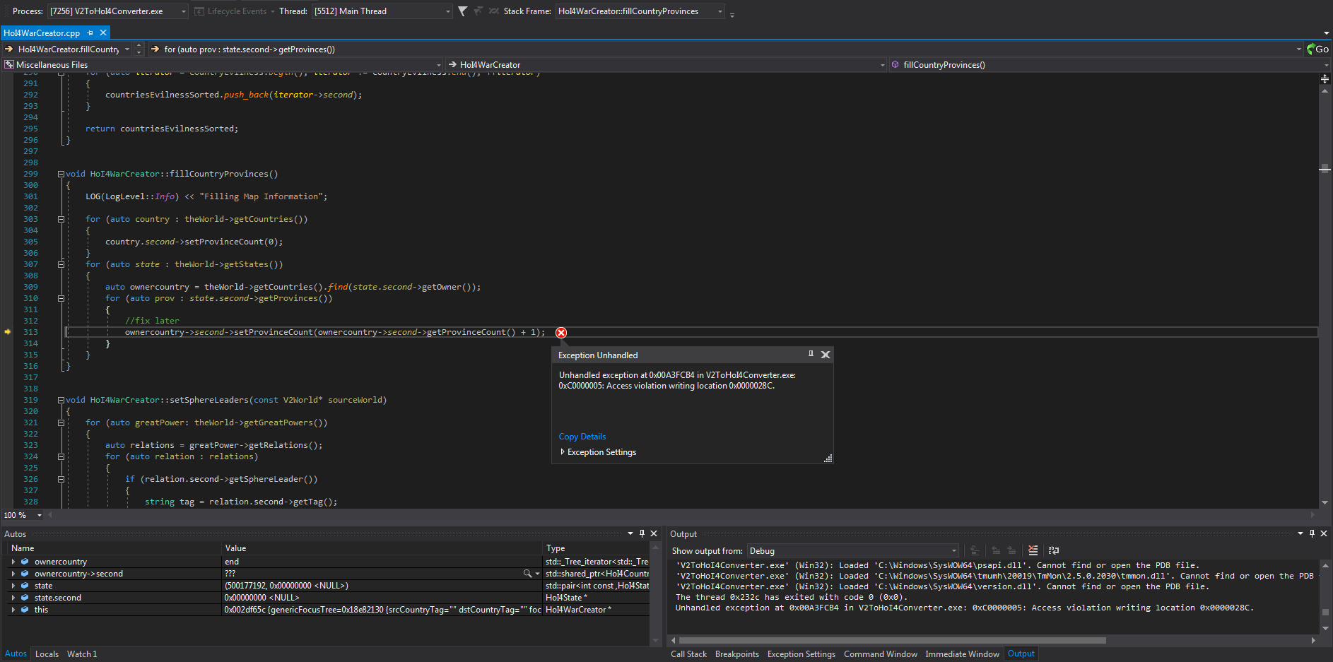 Unhandled Exception causing crash during conversion · Issue #256 · ParadoxGameConverters ...