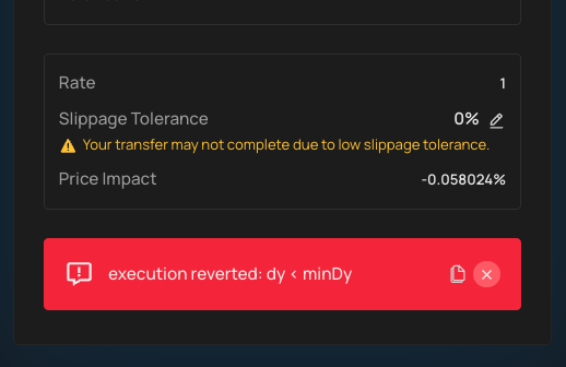 Slippage handling errors (swap) · Issue #2818 · connext/monorepo · GitHub Slippage handling errors (swap) · Issue #2818 · connext/monorepo · GitHub