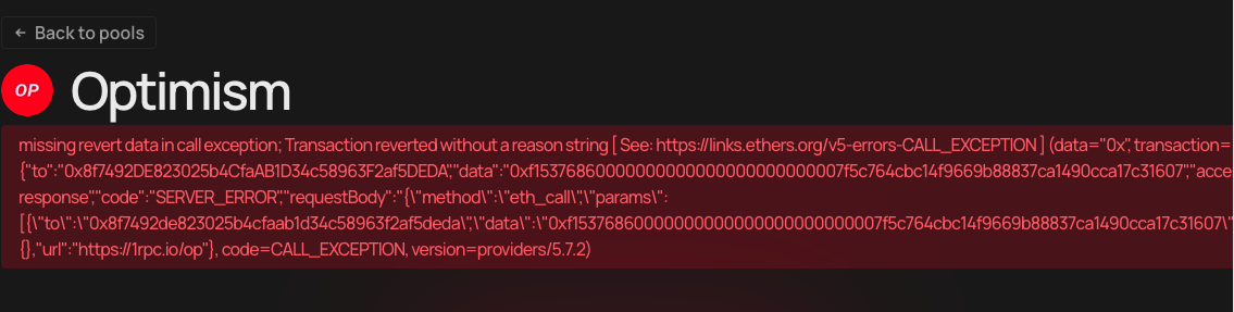 Optimism pool is broken (noNetwork) · Issue #3062 · connext/monorepo · GitHub