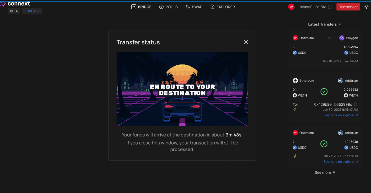 New driver animation for bridge transfers · Issue #3115 · connext/monorepo · GitHub