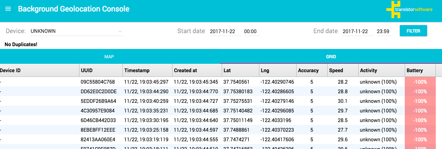 New Version Not Getting Locations · Issue 43 · Transistorsoftbackground Geolocation Console 