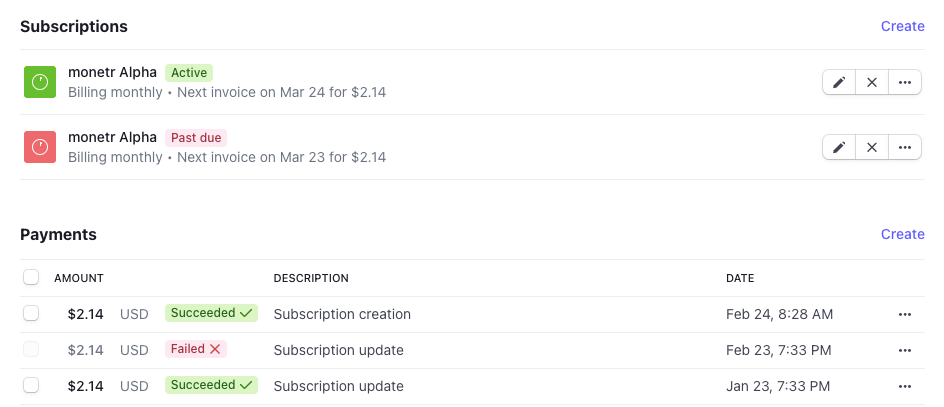 bug: If payment fails, when the payment is resolved a new subscription is created and the old ...