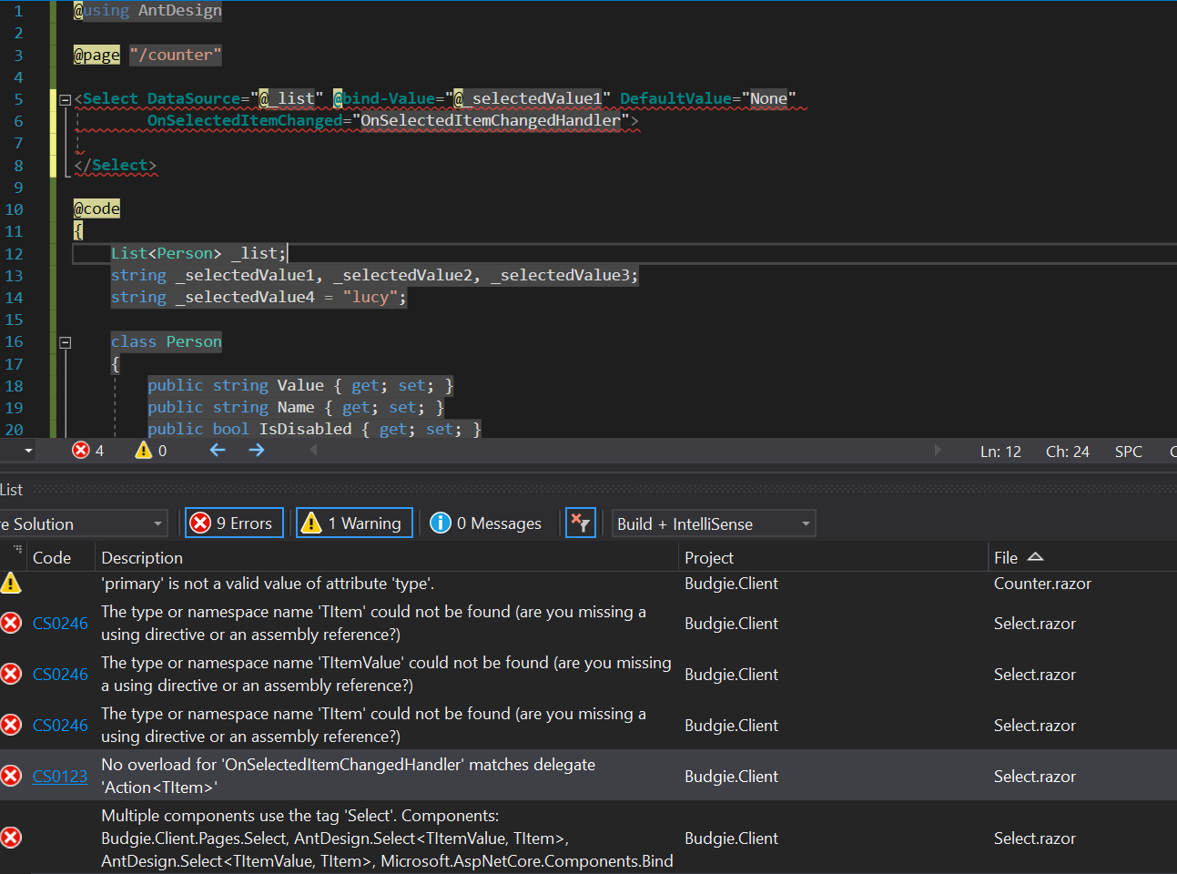 Select Component Has Build Errors · Issue 1028 · Ant Design Blazorant
