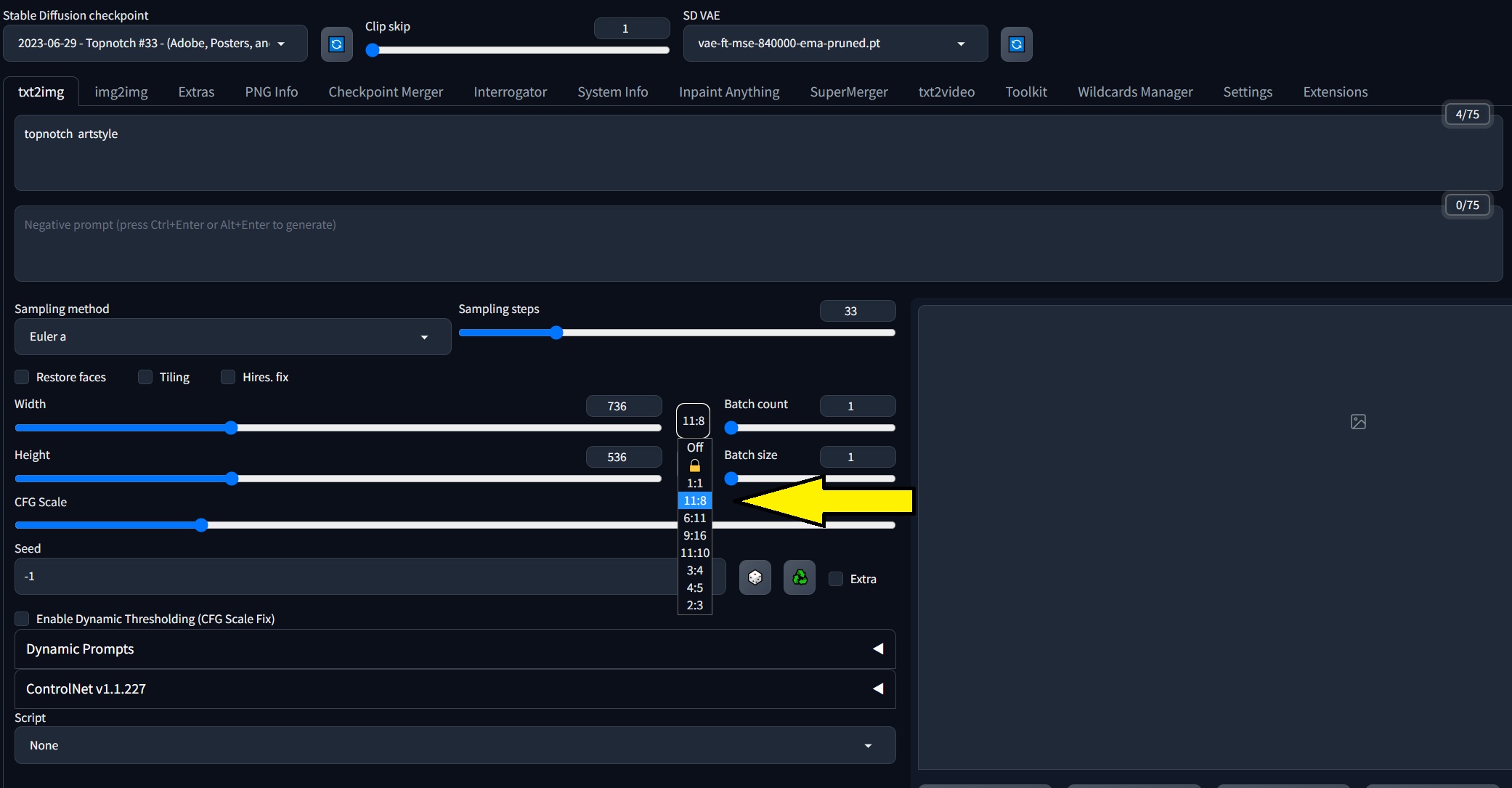[Bug] - Unable to add 8:11 as an Aspect Ratio to the drop-down / Keeps reverting to 11:8 ...