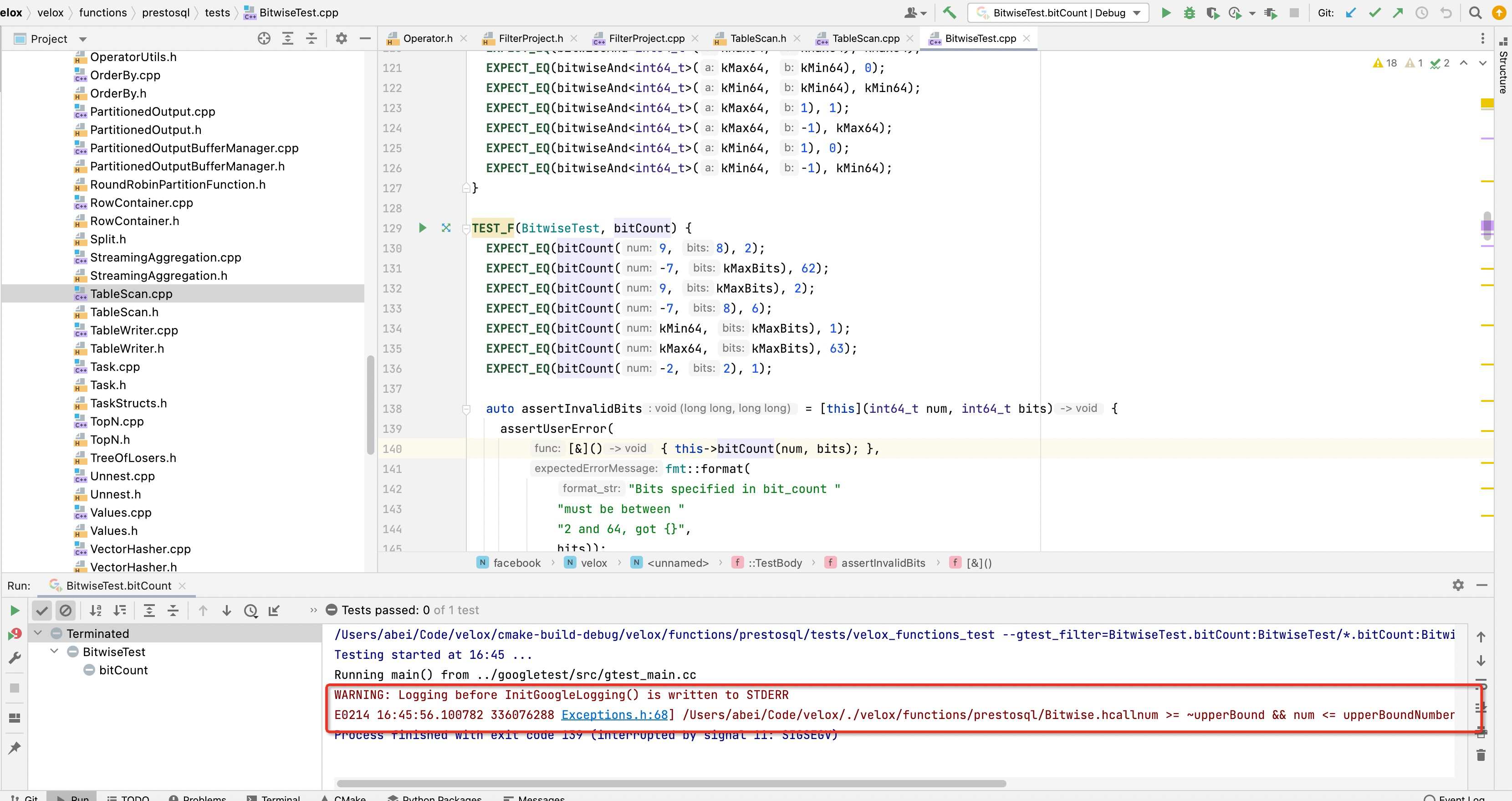 Unit test run fails · Issue #1034 · facebookincubator/velox · GitHub