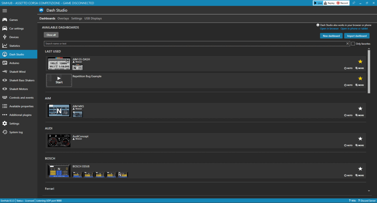 Dash studio's auto repetition breaks after using GraphicalDashPlugin ...