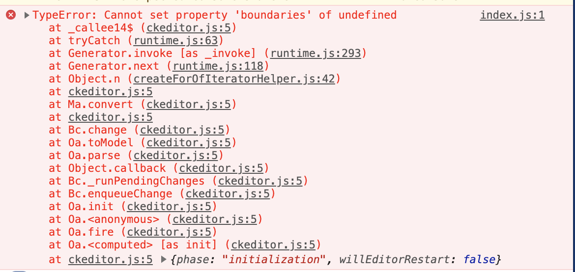 Cannot set property 'boundaries' of undefined · Issue #142 · ckeditor/ckeditor5-react · GitHub