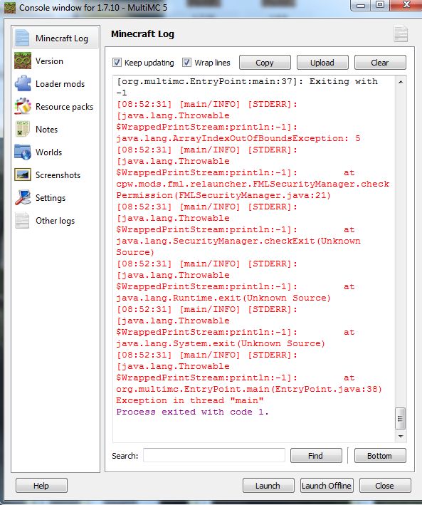 MultiMC crashing after loading Forge for 1.7.10 · Issue #2214 · MultiMC/Launcher · GitHub