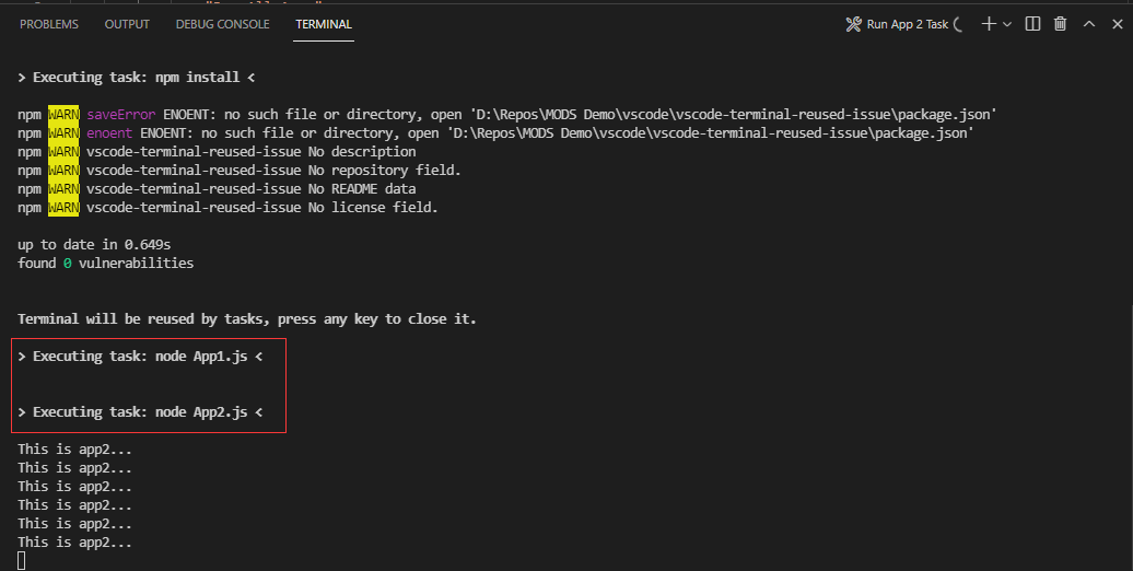 [1.59.0] The terminal where a background task is running will be reused by another background ...