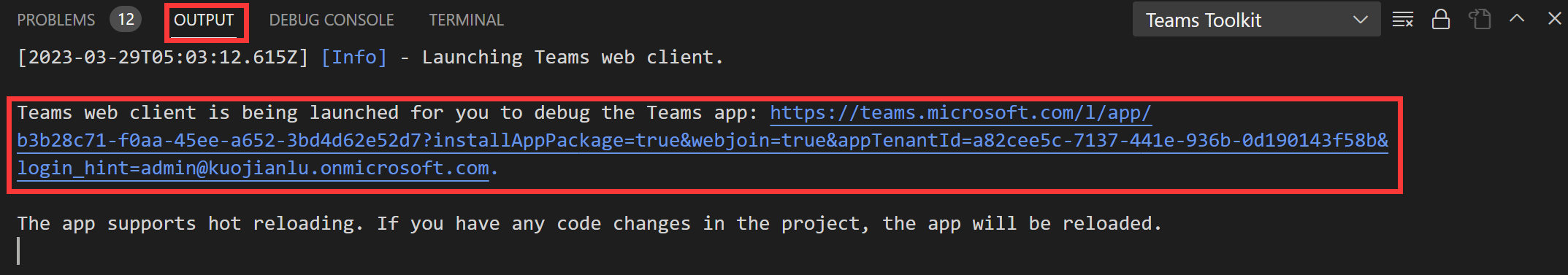In local dev mode my app frequently does not load in browser, seeing Teams 'Apps' landing page ...