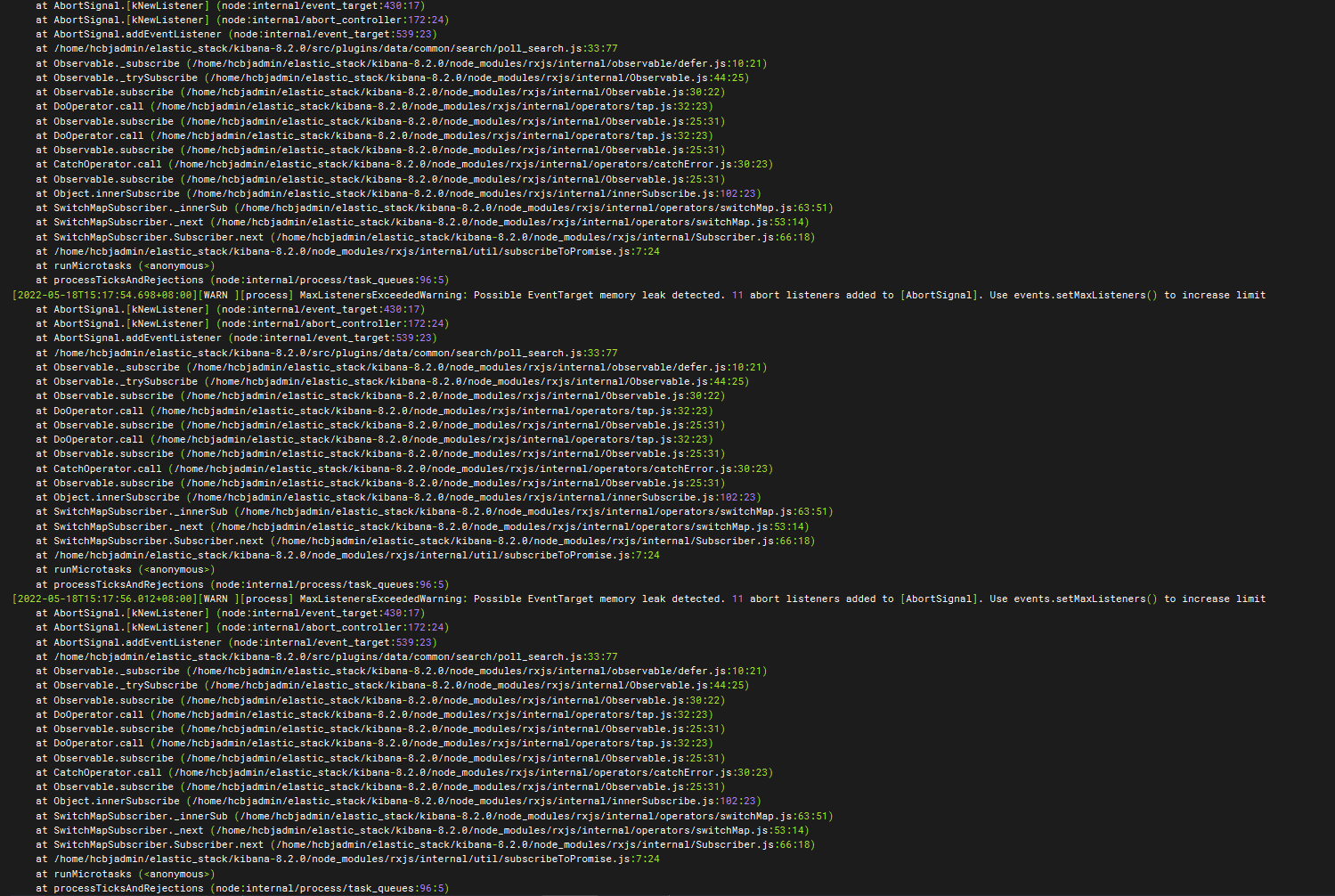 MaxListenersExceededWarning in kibana 8.2.0 · Issue #132574 · elastic ...