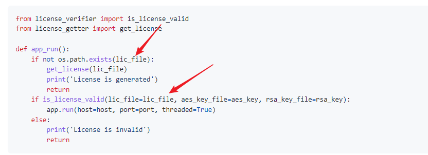 部署主机（客户端）get_license用于 服务端注册 生成加密后的license.enc。 is_license_valid传入的lic ...
