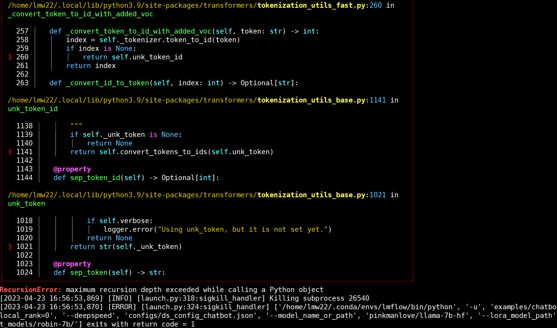 运行./scripts/run_chatbot.sh pinkmanlove/llama-7b-hf ./output_models/robin-7b/后，对话出现错误 · Issue ...
