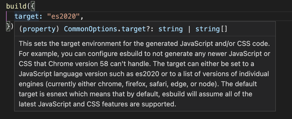 Provide jsdoc/tsdoc comments for JS API · Issue #1705 · evanw/esbuild · GitHub