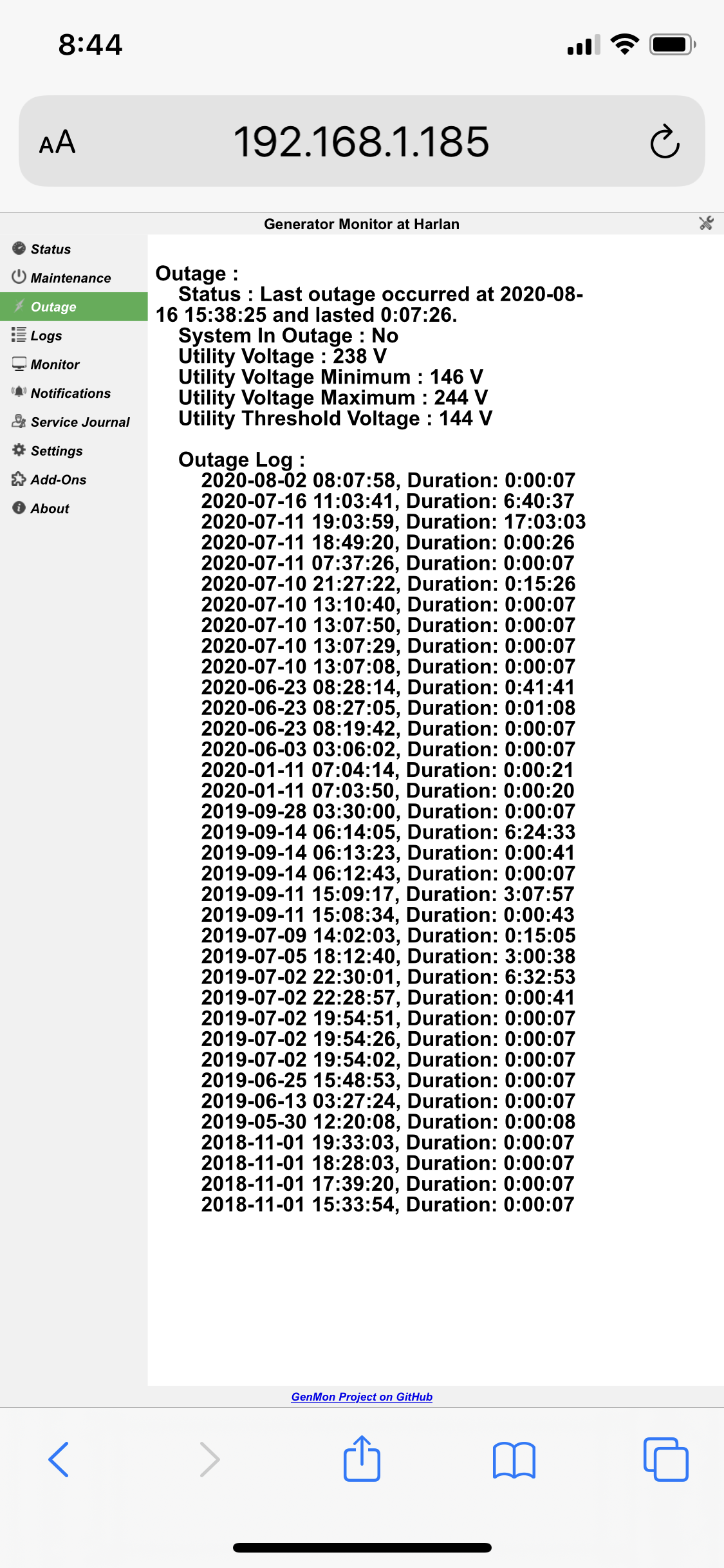 Outage log inop · Issue #429 · jgyates/genmon · GitHub