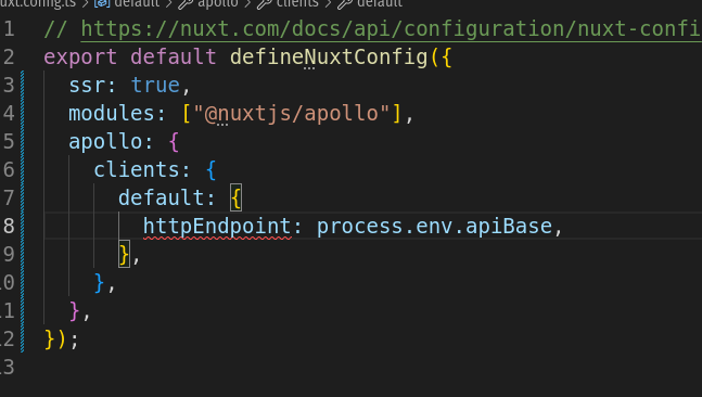 TS2322 (property) httpEndpoint: string · Issue #466 · nuxt-modules/apollo · GitHub