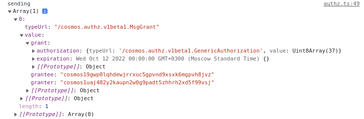 Broadcasting authz transactions · Issue #899 · cosmos/cosmjs · GitHub