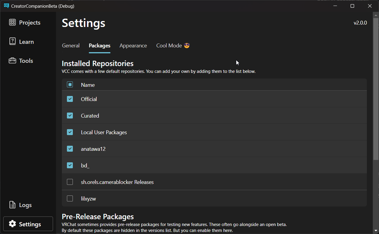 Add a list of installed Repositories to Settings · Issue #205 · vrchat-community/creator ...