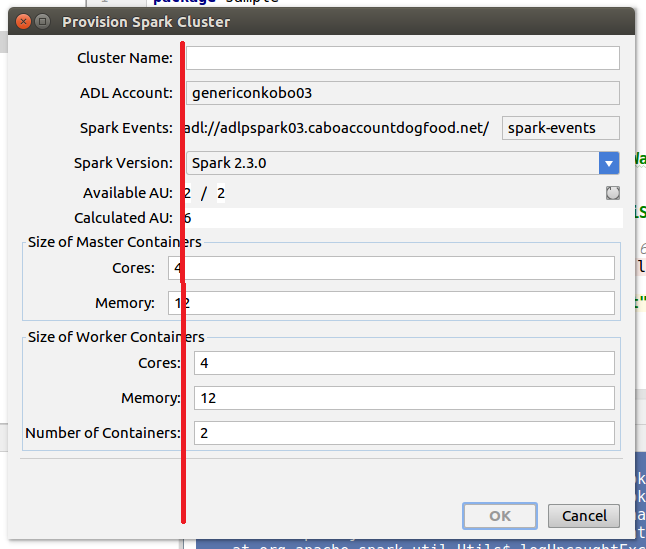 Intellij Spark On Adl The Input Box Are Not Aligned On Provision Spark Cluster · Issue 1795
