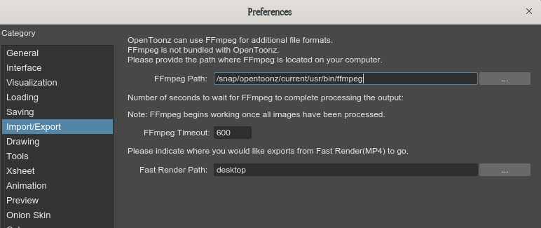 FFMPEG not found by OpenToonz on Ubuntu · Issue #9 · snapcrafters/opentoonz · GitHub