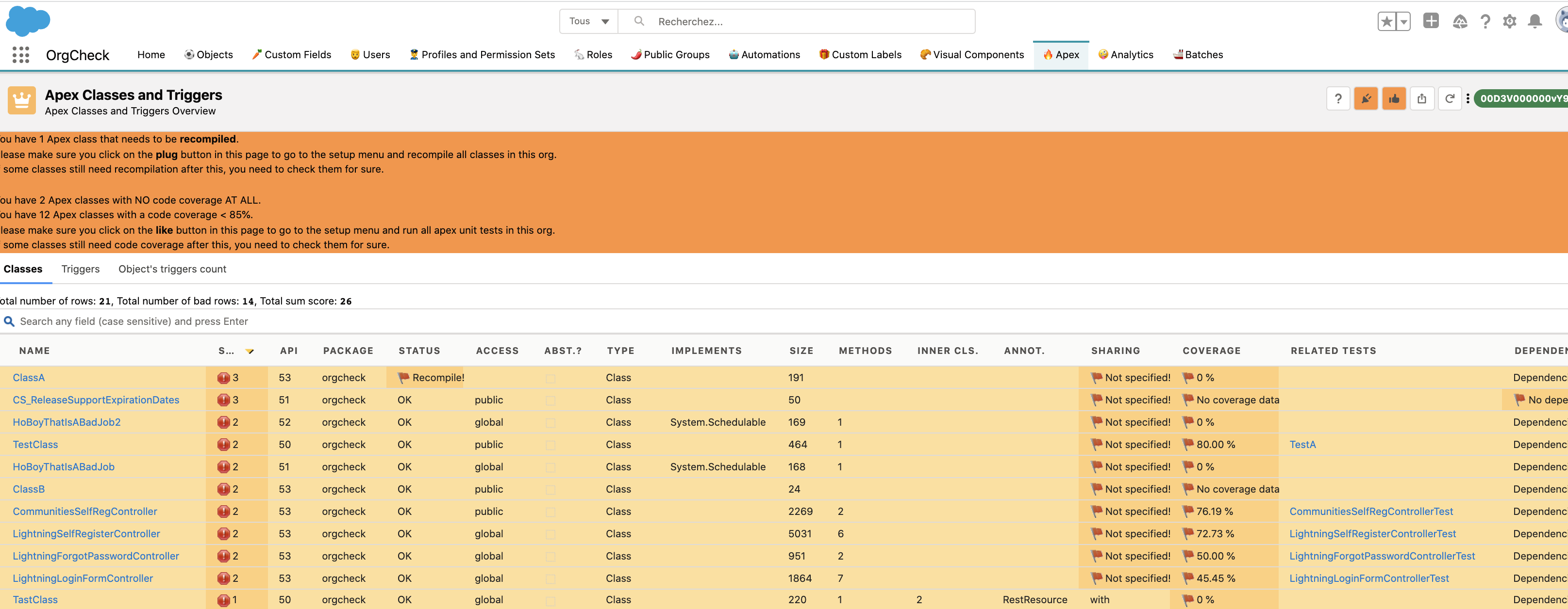 Make alerts/warning clearer/consistent on the page · Issue #151 · SalesforceLabs/OrgCheck · GitHub