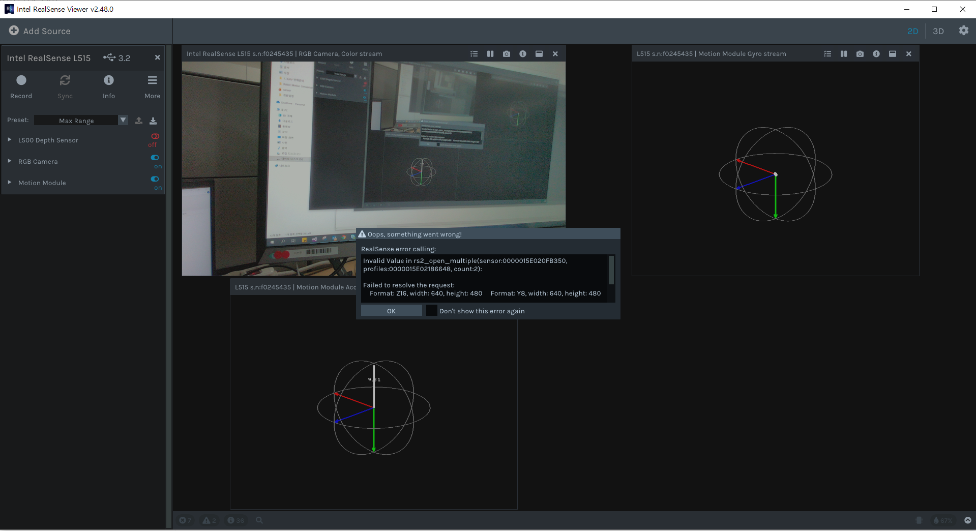 L515 - The depth sensor is not working. · Issue #9873 · IntelRealSense ...