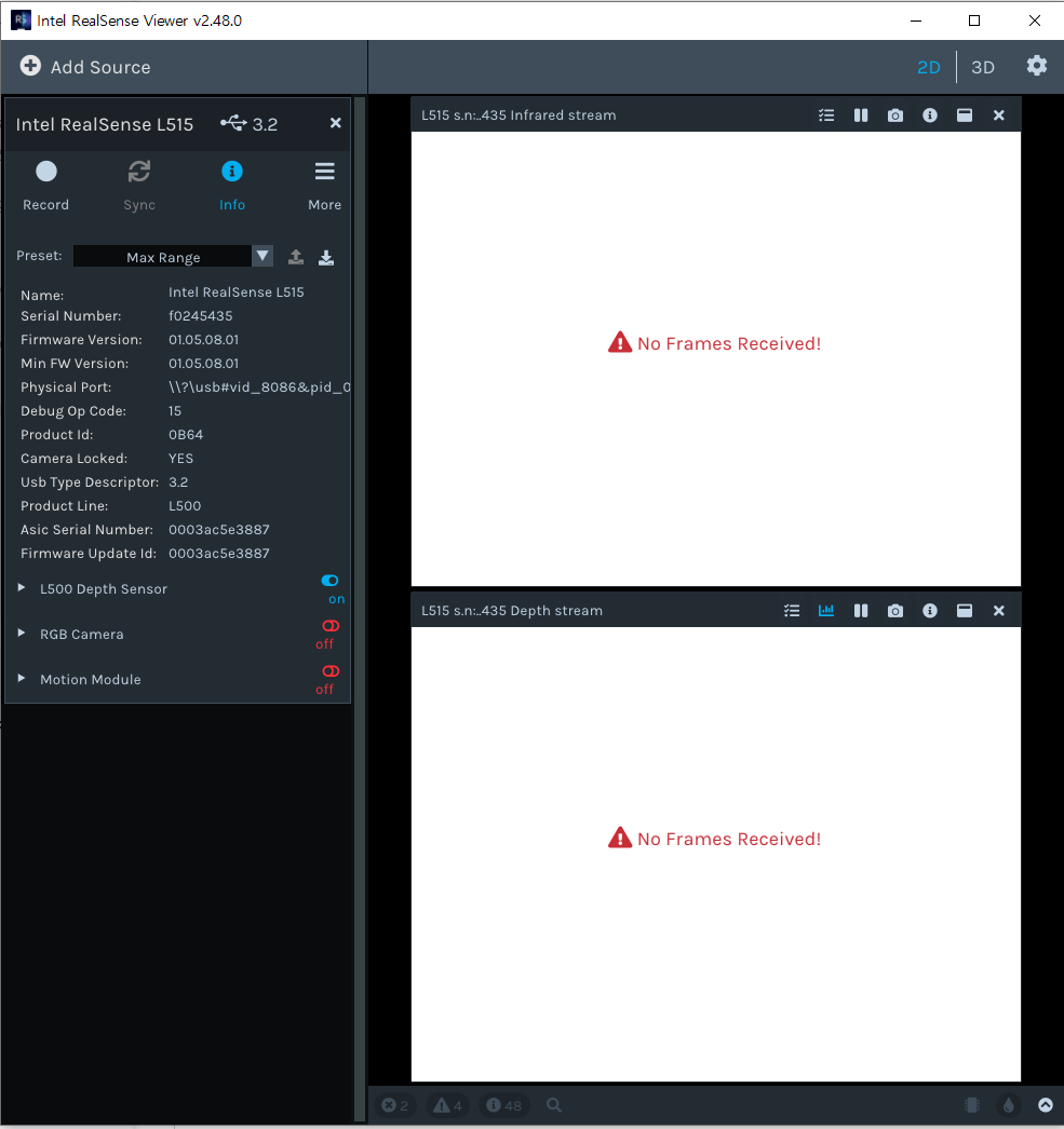 L515 - The depth sensor is not working. · Issue #9873 · IntelRealSense ...